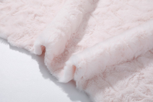 Peach Brushed Fake Rabbit Fur , Patterned Bunny Faux Fur